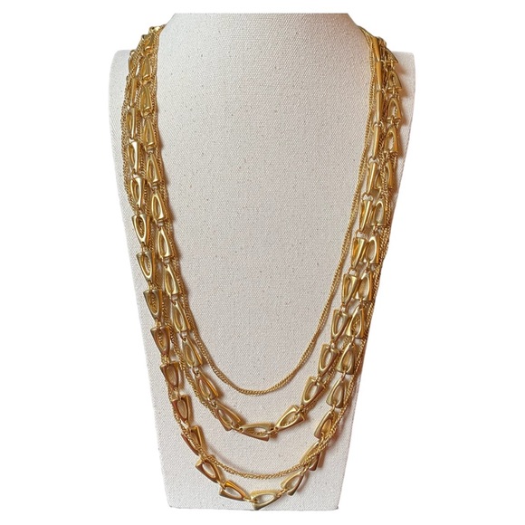 Trifari | Jewelry | Vintage Trifari Goldtone Layered Multistrand Chain ...